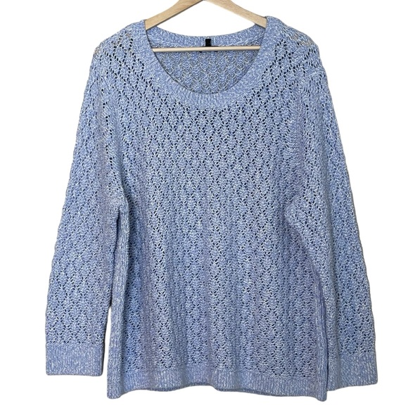 Talbots | Sweaters | Talbots Pointelle Open Knit Light Blue Pullover ...
